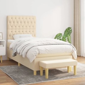 Box spring postel s matrací krémová 90x190 cm textil 3137362