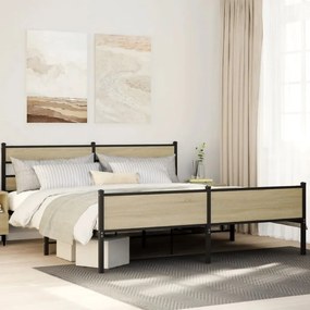Kovový rám postele bez matrace dub sonoma 193 x 203 cm 3308506