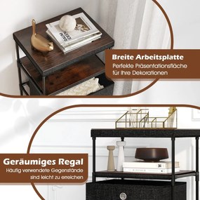 Costway Komoda s 3 zásuvkami Látková komoda s dřevěnou deskou – 40 × 30 × 81 cm