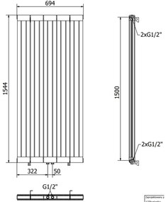 Mexen Waco, topné těleso 1544 x 694 mm, 2209 W, černá, W217-1544-694-00-70