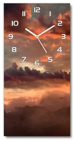 Wallmuralia Nástěnné hodiny Západ slunce hory 30x60 cm