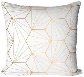 Polštář z mikrovlákna Zlaté hexagony - abstraktní geometrická kompozice v glamour stylu z mikrovlákna