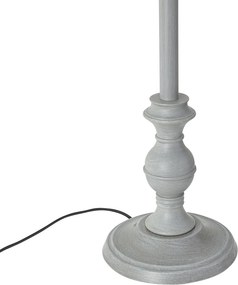 Stojací lampa černá s květinovým stínidlem a bílým vnitřkem 45 cm - Classico
