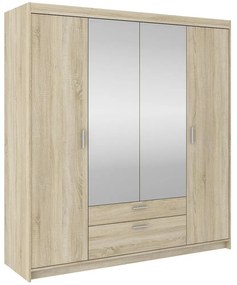 Šatní skříň ELENA 4D 2S + zrcadlo | 176,3 cm | dub sonoma