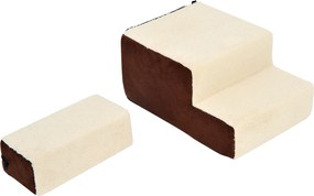 PawHut schody pro psy Praktické schody pro psy a kočky se 3 stupni, plyšové, béžové, 54x40x39cm| Aosom