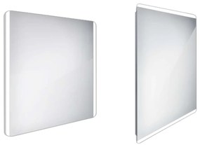Nimco - Koupelnové podsvícené LED zrcadlo 80x70 cm, zaoblené, aluminium ZP 17003