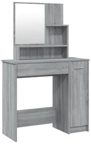 Toaletní stolek se zrcadlem šedý sonoma 86,5 x 35 x 136 cm - Default Title