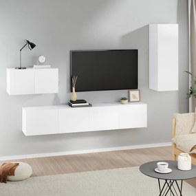 4dílný set TV skříněk bílý kompozitní dřevo 3114334