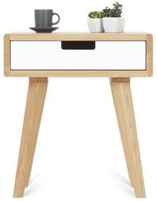 Zaoblený noční stolek ze dřeva LUNA FLO bílý Kvalita dřeva: 1. Dubový masiv třídy A