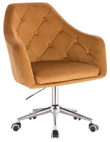 LuxuryForm DESIGN Otočné křeslo ANDORA VELUR na stříbrné podstavě s kolečky - medové