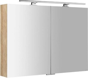Sapho Mirró - Zrcadlová skříňka s LED osvětlením 100x70x16 cm, 2x dvířka, dub alabama MC100-0022