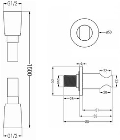 Mexen příslušenství - podomítkový 1-bodový ruční sprchový set R-70, zlatá, 785706051-50