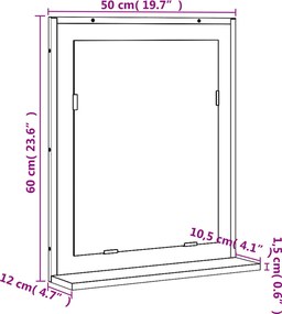 vidaXL Koupelnové zrcadlo s poličkou 50x12x60 cm kompozit [842419] Barva: Černá