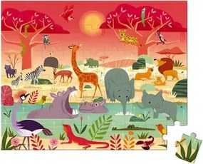JANOD Puzzle v kufříku Savana / 54 dílků / 50 x 40 cm