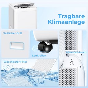 Mobilní klimatizace s odtahovou hadicí 12000 BTU 3,5 kW, 5 v 1, 24hodinový časovač, dálkové ovládání do 35㎡