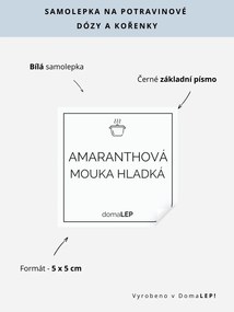 AMARANTHOVÁ MOUKA HLADKÁ– průhledná samolepka na dózu, základní písmo, 5 × 5 cm | DomaLEP