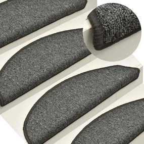 Schodové rohože 30 ks 56 x 17 x 3 cm tmavě šedé, půlkulaté 3365745