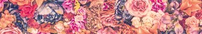 DIMEX | Fototapeta do kuchyně Květinové zátiší KI-350-178 | 350 x 60 cm | růžová, meruňková, modrá, oranžová