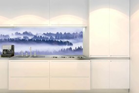 DIMEX | Fototapeta do kuchyně Mlha mezi stromy KI-180-195 | 180 x 60 cm | šedá, modrá, černá
