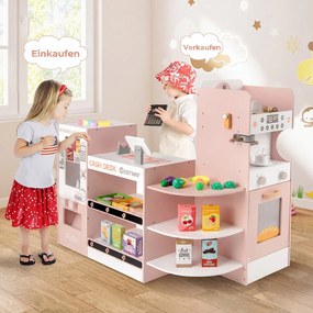 Costway Shop 30 TLG. Dřevěná prodejna s automatem a pokladnou a kávovarem