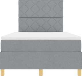 Postel s boxspringem s čelo Světle šedá 120 x 190 cm textil 3339679