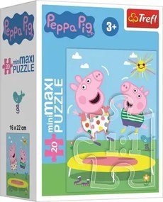 Trefl - Puzzle - Prasátko Peppa: Na trampolíně / 20 dílků / 22 x 16 cm