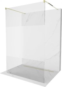 Mexen Kioto, průchozí sprchová zástěna 140 x 200 cm, 8mm čiré sklo/námraza, 2x zlatá stabilizační rozpěra, 800-140-002-50-35