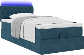 Osmanská postel s matrací &amp; LED tmavě modrá 80x200cm samet 3312660