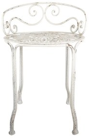 Bílý antik kovový stolek na květiny Shabby Chic - Ø 44*67 cm