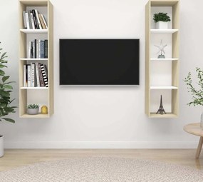 vidaXL Nástěnné TV skříňky 2 ks kompozitní dřevo [3079865] Barva: bílá a dub sonoma