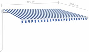 vidaXL Marketos Ručně zatahovací markýza 400 x 350 cm modrobílá