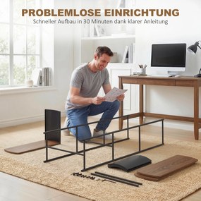 HOMCOM 4patrový úložný regál s 4 policemi, zahnuté bočnice, industriální ocelový rám pro kancelář, obývák, ložnici — 80 x 30 x 141 cm, hnědá
