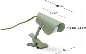 Zelená kovová stolní lampa s klipem (výška 16 cm) Jula – Kave Home