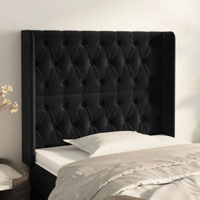 Čelo postele typu ušák černé 103x16x118/128 cm samet 3119960