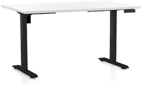 Výškově nastavitelný stůl OfficeTech B, 140 x 80 cm - černá podnož Barva: Bílá