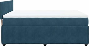 Box spring postel s matrací modrá 160 x 200 cm samet 3290080