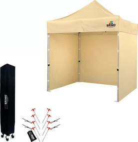 BRIMO Nůžkový párty stan SUPER 2x2 m 3 stěny béžový
