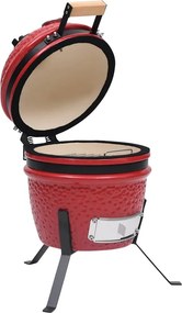 Zahradní gril a udírna 2 v 1 Kamado keramický 56 cm červený 316095