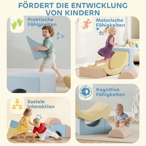AIYAPLAY 5dílná sada pěnových šplhacích bloků, kordurový potah, lehká váha, k stavění, plazení, lezení, barevné