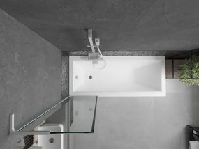 Mexen Next L, 1-křídlová vanová zástěna 50 x 150 cm, 6mm čiré sklo-černý vzor, ​​bílý profil, 895-050-000-03-70-20