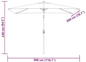 vidaXL Marketos Slunečník 200 x 300 cm zelený obdélníkový