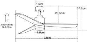 Zambelis Stropní ventilátor Rheos z třešňového dřeva se světlem