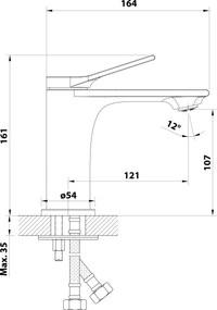 Aqualine Bolero umyvadlová baterie stojánková bez výpusti chrom BC002