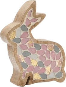 Dřevěný velikonoční zajíc MOSAIC BUN 15 cm, barevný