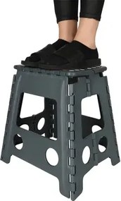 KIK Skládací stolička šedá / Stolička / protiskluzová / nosnost 150 kg
