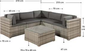 Juskys Zahradní ratanová sestava Nassau béžovo-šedá