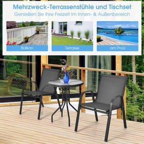 Costway 3 ks. Balkonmöbel Set Bistrotisch mit 2 Stapelbare Stühlen Balkonset
