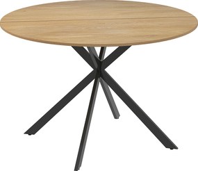 HOMCOM Kulatý Jídelní Stůl pro 4 Osoby, Ø120cm Kuchyňský Stůl v Průmyslovém Stylu se Steelovými Nohy, pro Jídelnu, Kuchyň, Pracovnu, Dub