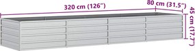 Zahradní vyvýšený záhon 320x80x45 cm pozinkovaná ocel stříbrný 316892