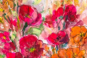 Obraz malované květinové zátiší - 60x40 cm